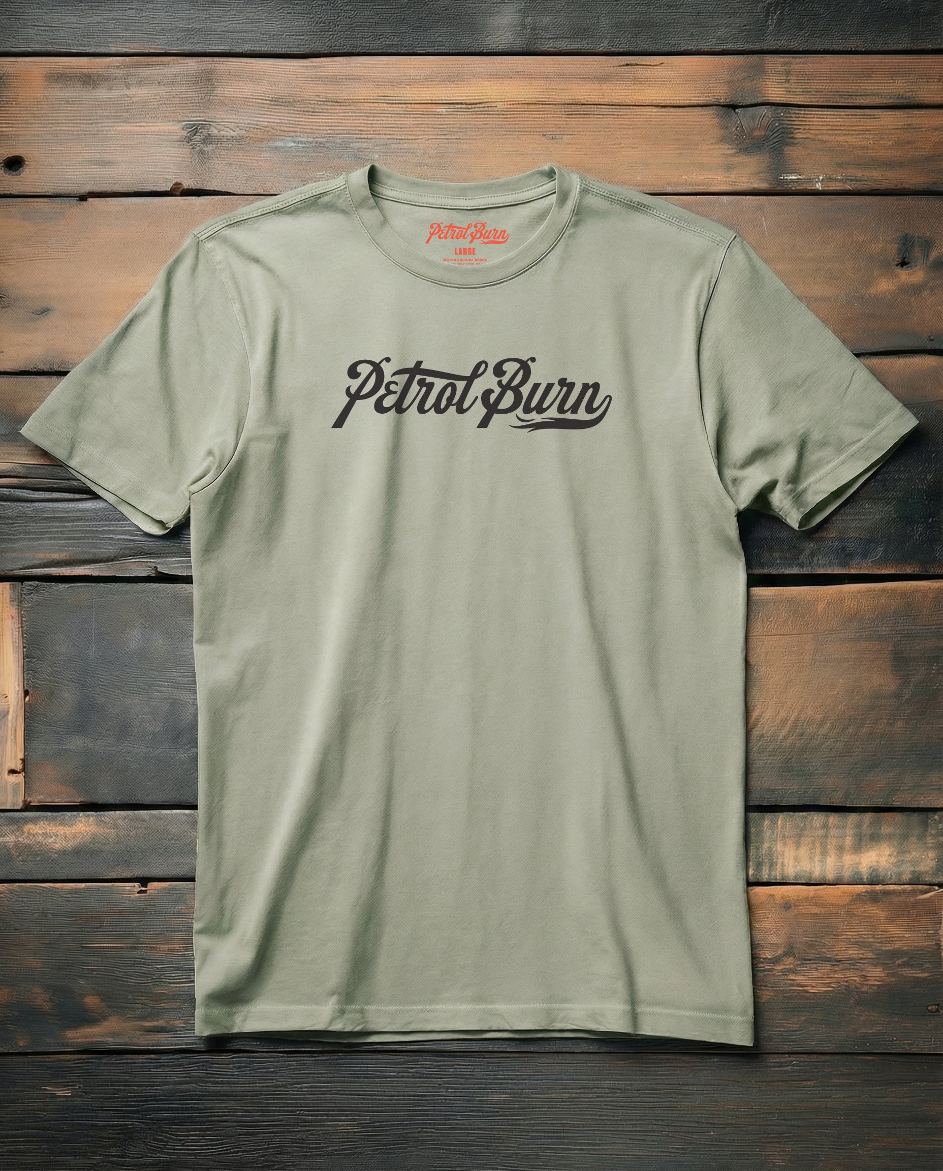 Petrol Burn Mfg. Unisex Motorcycle Gasoline Culture Logo Tshirt Gray