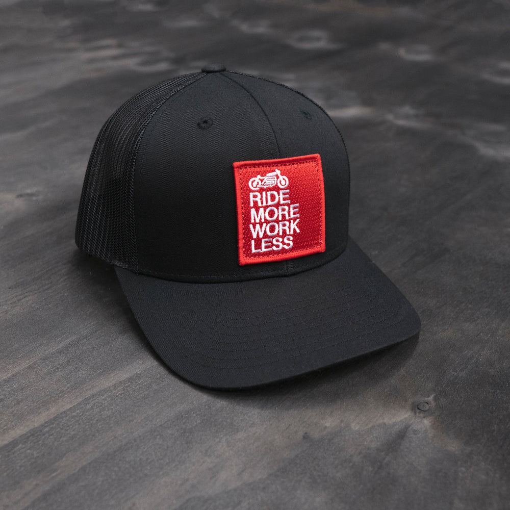 Petrol Burn MFG I Ride More Work Less Mesh Curved Bill Hat — Petrol ...